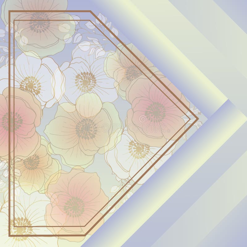 Gold Invitation. with Floral Decoration. Delicate Gradient Background ...