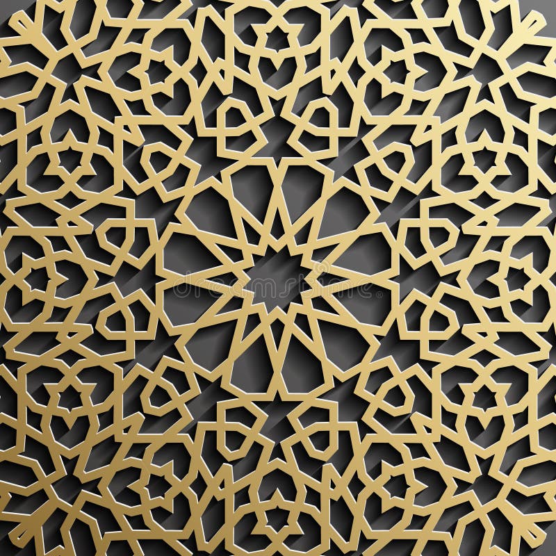 Gold Islamic Pattern on Black Background. Islamic Ornament Vector ...