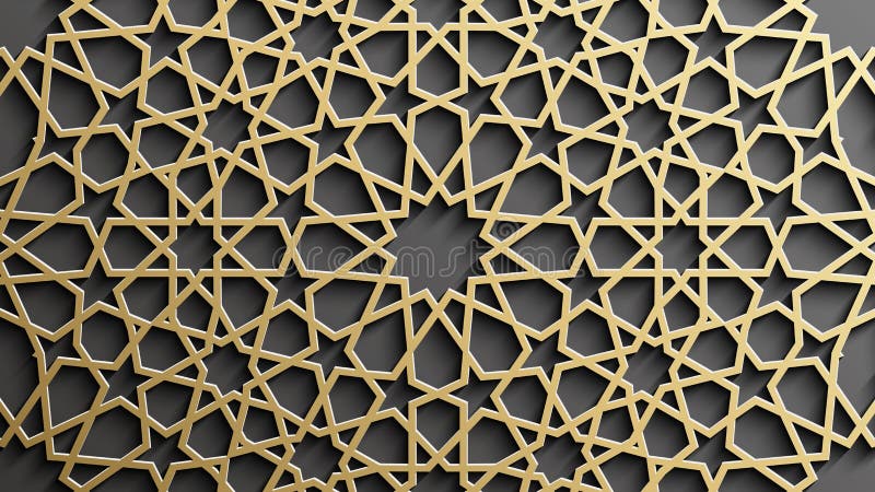 Gold Islamic Pattern on Black Background. Islamic Ornament Vector ...