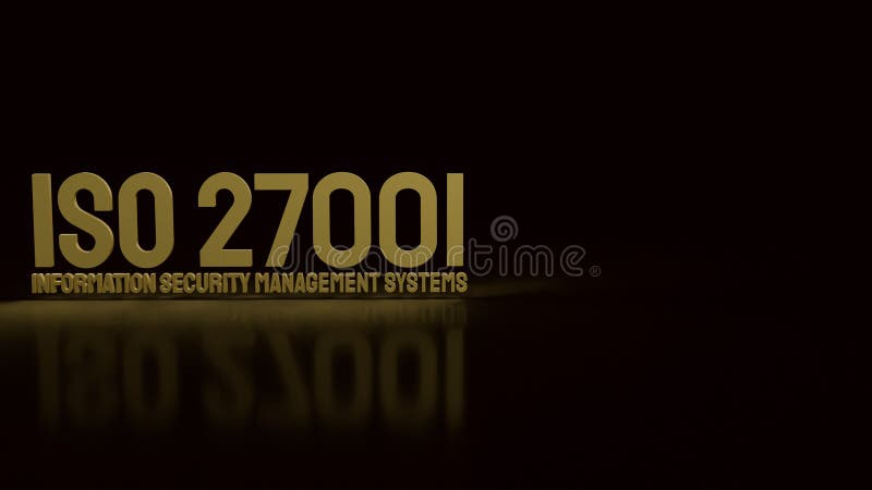 The Gold Iso 27001 and Gear on Black Background 3d Rendering Stock ...