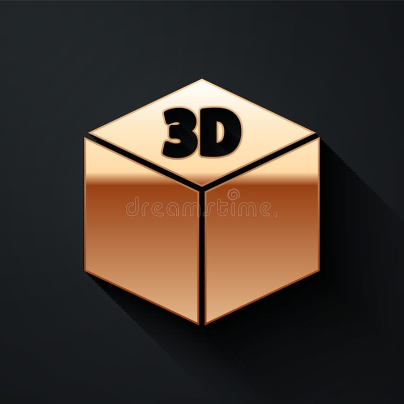 Gold Isometric Cube Icon Isolated on Black Background. Geometric Cubes ...