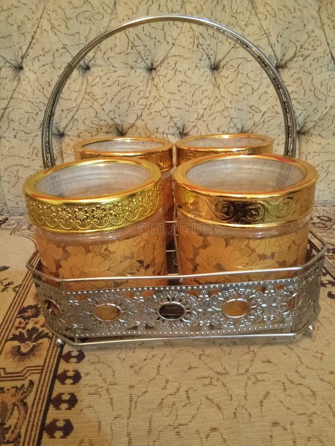 Gold Jars is Beautiful and Luxury Stock Photo - Image of gold ...