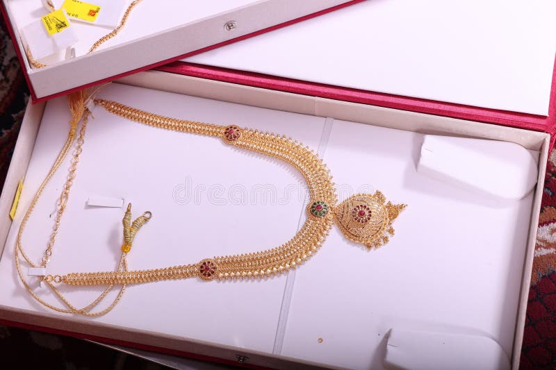 Gold Jewelries Placed on Stage for Gifting Stock Image - Image of round ...