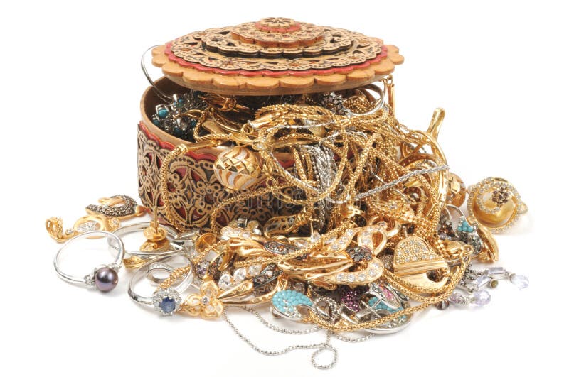 Box full of jewelry stock image. Image of accessory, imitation - 53965803
