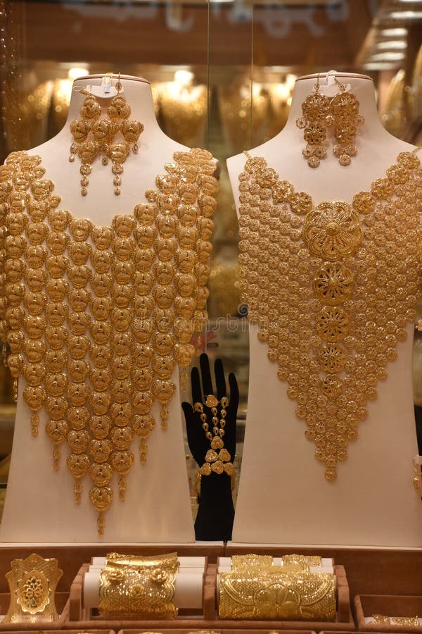 Gold Jewelry in Shops in Dubai, UAE Editorial Stock Photo - Image of ...