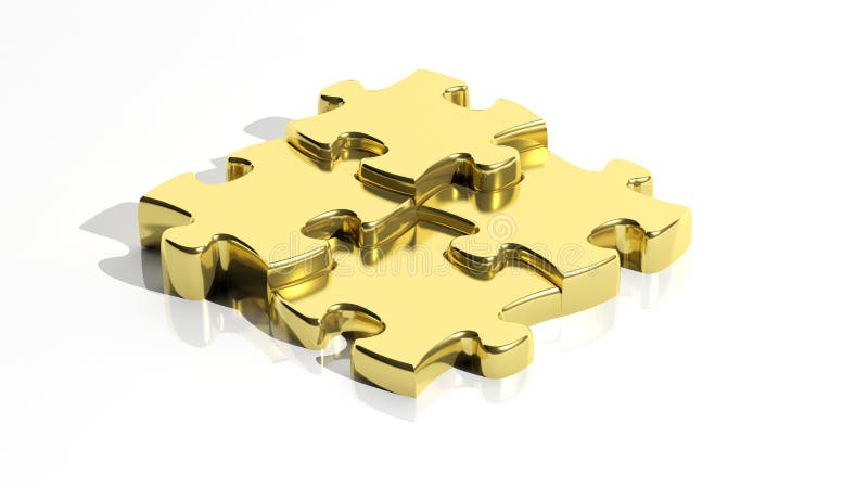 Gold jigsaw puzzle pieces stock illustration. Illustration of ...