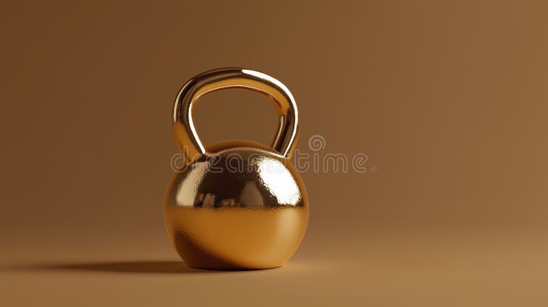 Gold Kettlebell on a Smooth Reflective Surface with a Monochromatic ...