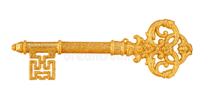 Gold Master Key on White stock image. Image of clipping - 9420771