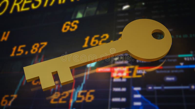 The Gold Key on Business Chart Background 3d Rendering Stock ...