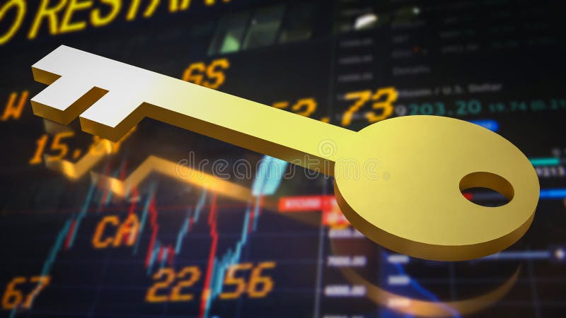 The Gold Key on Business Chart Background 3d Rendering Stock ...