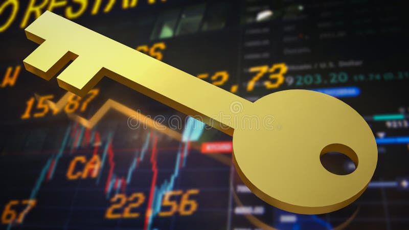 The Gold Key on Business Chart Background 3d Rendering Stock ...