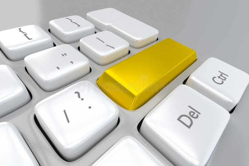 Gold Key on a Computer Keyboard Stock Illustration - Illustration of ...