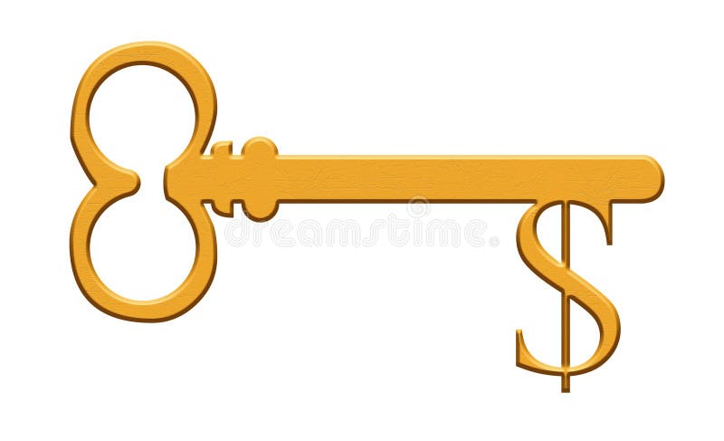 Gold key with dollar sign stock illustration. Illustration of business ...