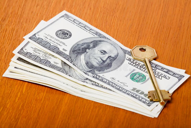 Rental House key and cash stock photo. Image of application - 32474782