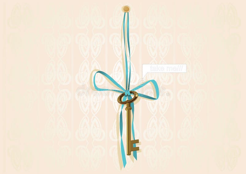 Gold key and ribbon stock vector. Illustration of ribbon - 15924104