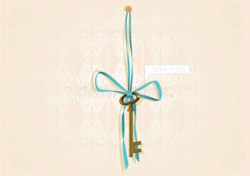 Gold key and ribbon stock vector. Illustration of ribbon - 15924104