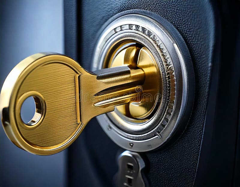 A Gold Key is Shown in a Close Up Stock Image - Image of safe, lock ...