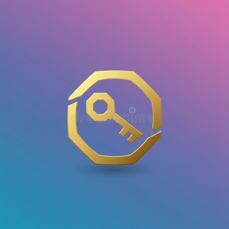 A Gold Key Symbol Inside a Gold Octagonal Frame on a Background ...