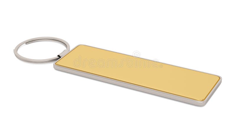 A Gold Keychain Isolated on White Background, 3D Render. 3D ...