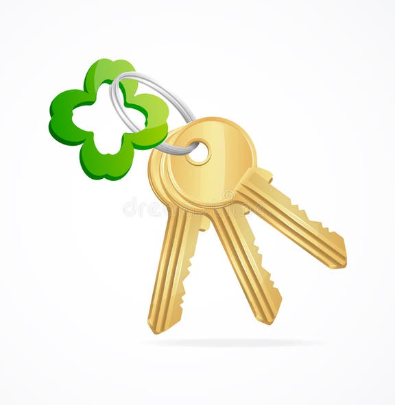 Gold Keys and Clover Key Chain Stock Vector - Illustration of ...