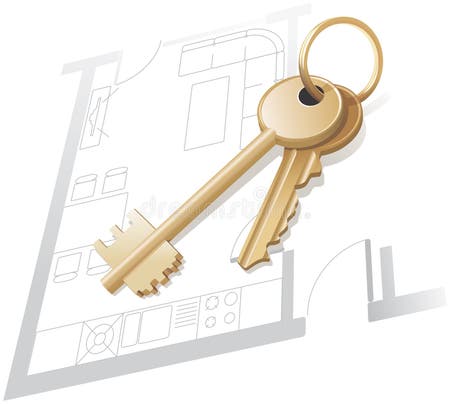 Gold Keys, Home Plan, Realty. Stock Vector - Illustration of gain ...