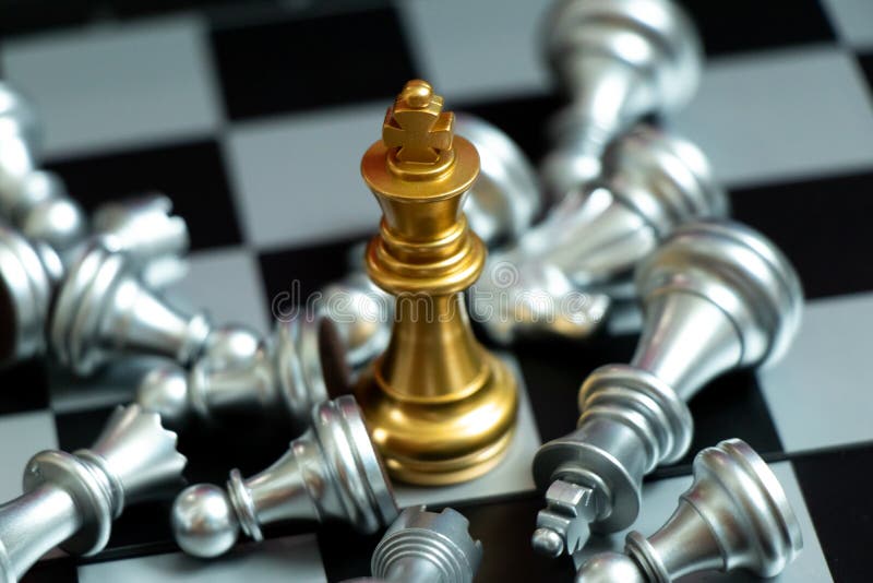 Gold King Chess Piece Win Over Lying Down Another Stock Photos - Free ...