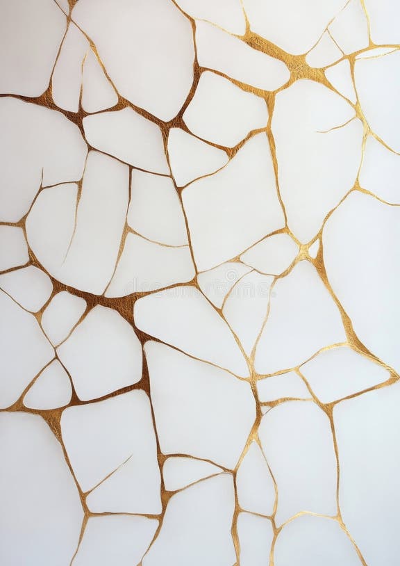 Gold Kintsugi-inspired Abstract Pattern on White Background Reflecting ...