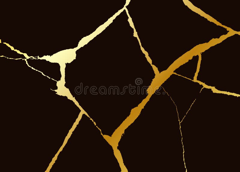 Gold Kintsugi Vector Texture. Broken Ceramic Background Stock Vector ...