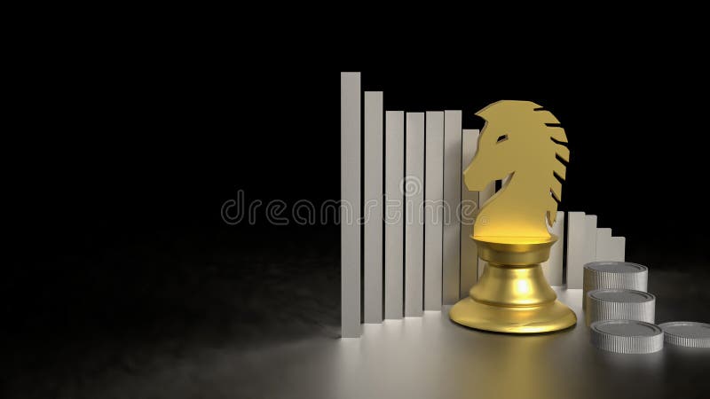 The Gold Knight Chess for Business Concept 3d Rendering Stock ...
