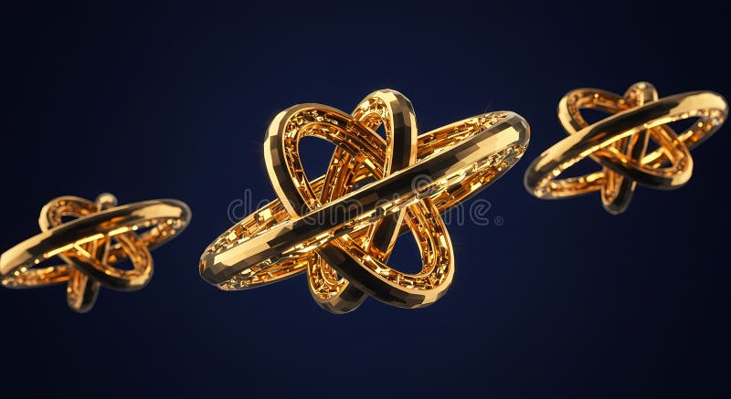 Golden Atomic Rings stock illustration. Illustration of life - 378539129