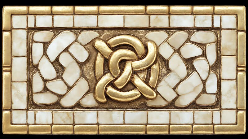 Gold Knotwork Design Inlaid with White Stone Tiles Stock Illustration ...