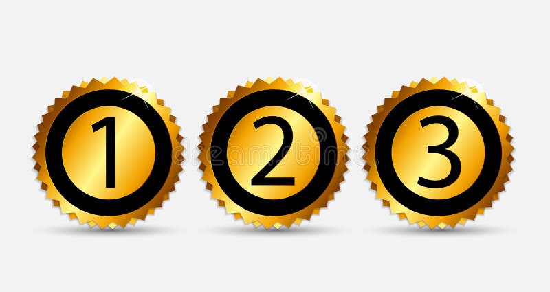 Gold Label 1, 2, 3 Vector Illustration Stock Vector - Illustration of ...
