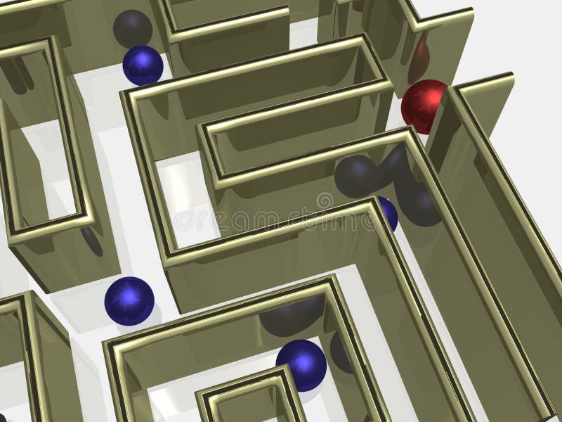 The Gold Labyrinth with Reflection. Stock Illustration - Illustration ...