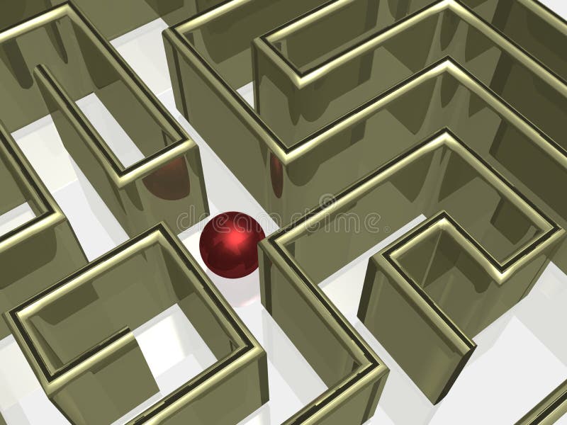 The Gold Labyrinth with Reflection. Stock Illustration - Illustration ...