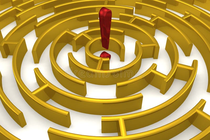 The Gold Labyrinth with Reflection. Stock Illustration - Illustration ...