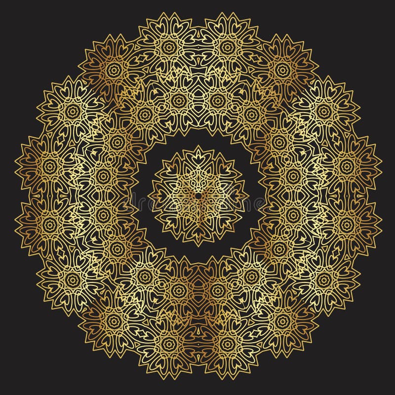 Gold Lace Pattern on a Black Background. Stock Vector - Illustration of ...