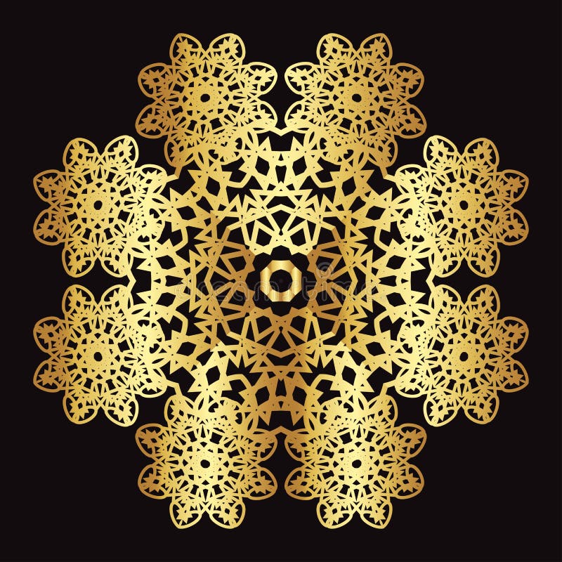 Gold Lace Pattern on a Black Background. Stock Vector - Illustration of ...