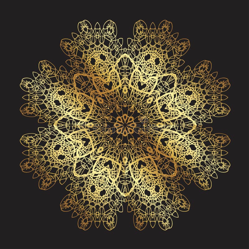 Gold Lace Pattern on a Black Background. Stock Vector - Illustration of ...