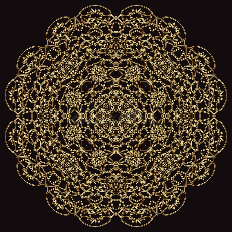 Gold Lace Pattern on a Black Background. Stock Vector - Illustration of ...