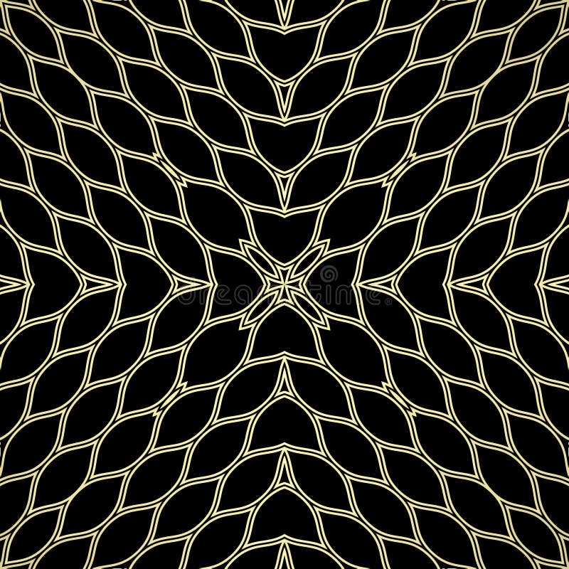 Gold Lace Seamless Pattern. Ornamental Grid Vector Background. Repeat ...