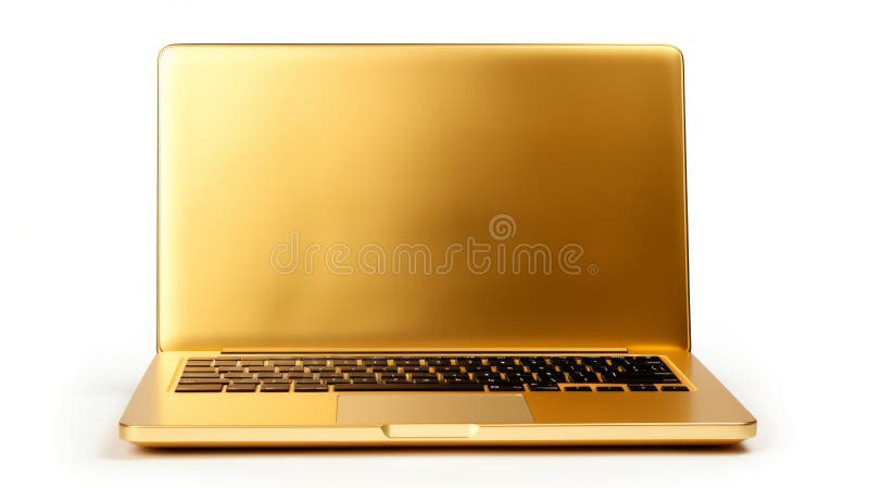 Gold Laptop with Blank Computer Screen. Neural Network Ai Generated ...