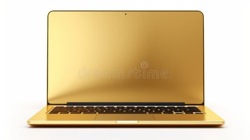 Gold Laptop with Blank Computer Screen. Neural Network Ai Generated ...