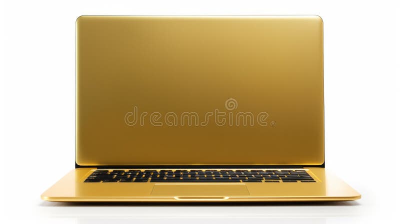 Gold Laptop with Blank Computer Screen. Neural Network Ai Generated ...