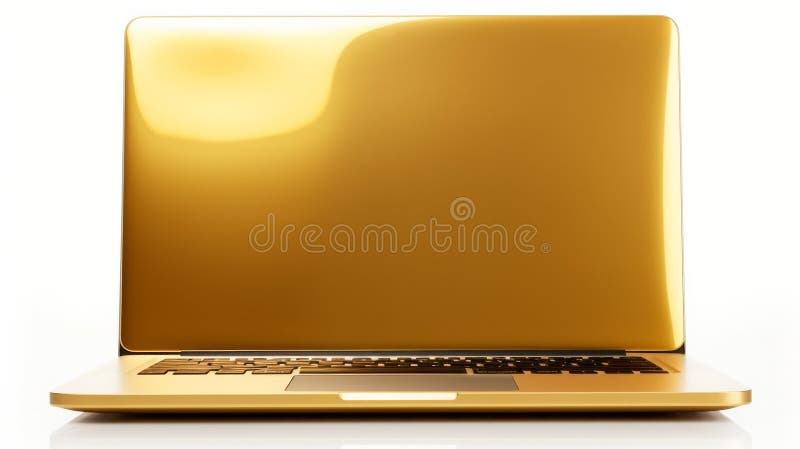 Gold Laptop with Blank Computer Screen. Neural Network Ai Generated ...