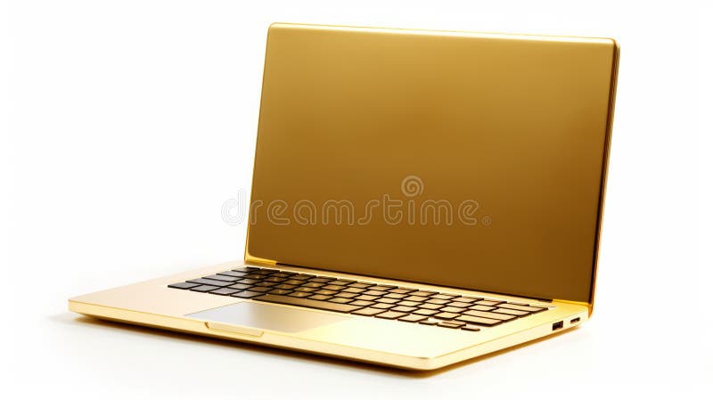 Gold Laptop with Blank Computer Screen. Neural Network Ai Generated ...