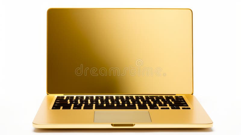 Gold Laptop with Blank Computer Screen. Neural Network Ai Generated ...