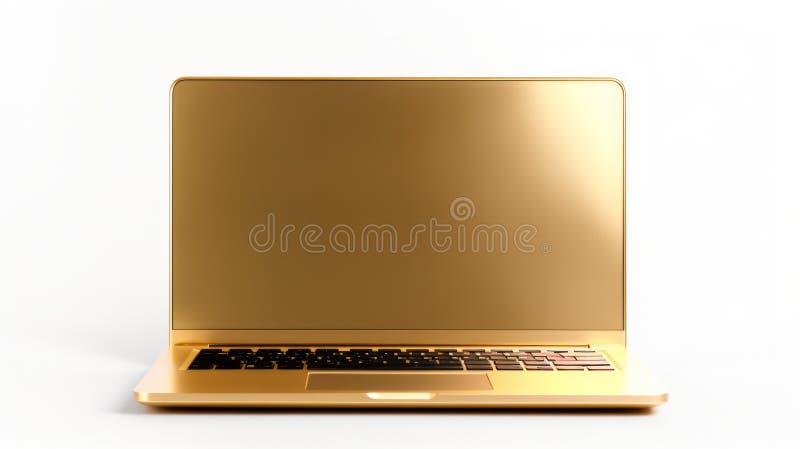 Gold Laptop with Blank Computer Screen. Neural Network Ai Generated ...