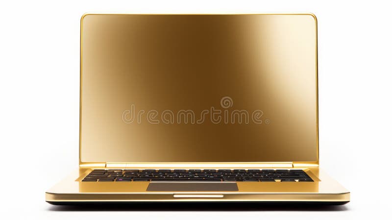 Gold Laptop with Blank Computer Screen. Neural Network Ai Generated ...