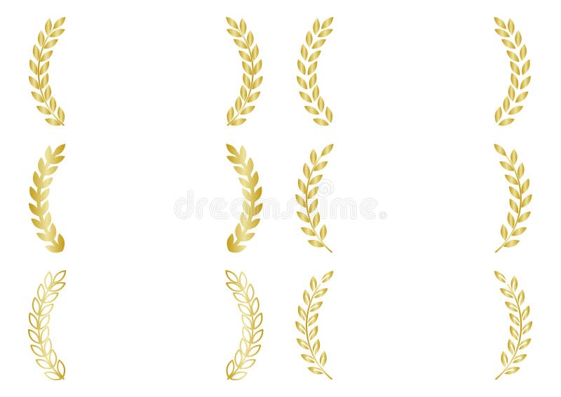 Gold Laurel Leaf Decorative Frame Design Set. Vector Illustration Stock ...