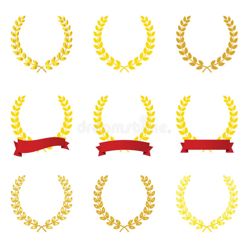 Gold Laurel Wreath with Red Ribbon Vector Stock Vector - Illustration ... Gold Laurel Wreath with Red Ribbon Vector Stock Vector - Illustration ...